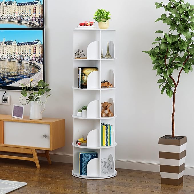 Amazon.com: HM&DX Bookshelf,Creative 360°Rotating Bookcase Simple ...