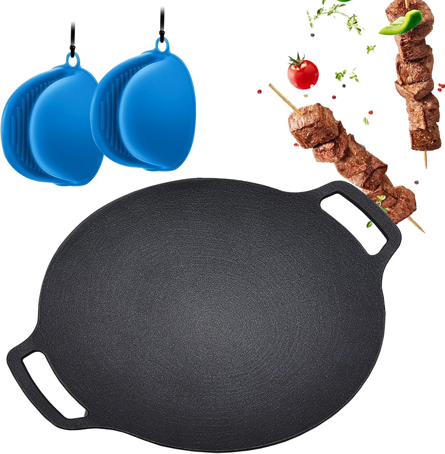 Amazon.co.jp: Absdefen 鉄板 焼肉フライパン グリルプレート 極厚 アルミ合金製 軽量 マルチグリドル 多機能 鉄板焼き BBQ グリル グリルパン バーベキュー ...