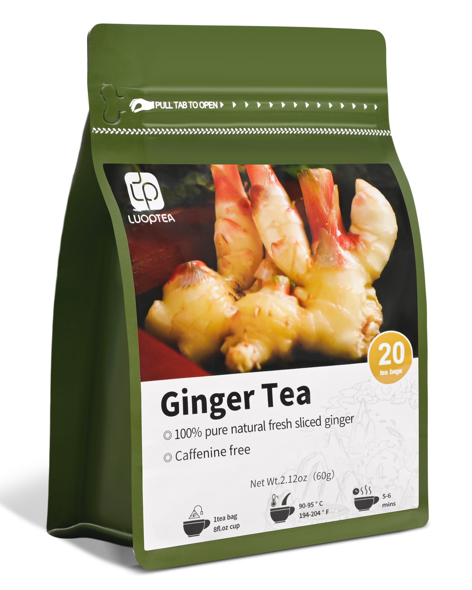 Amazon.com : luoptea Ginger Tea Bags,Premium Ginger Root tea Bags-warm ...