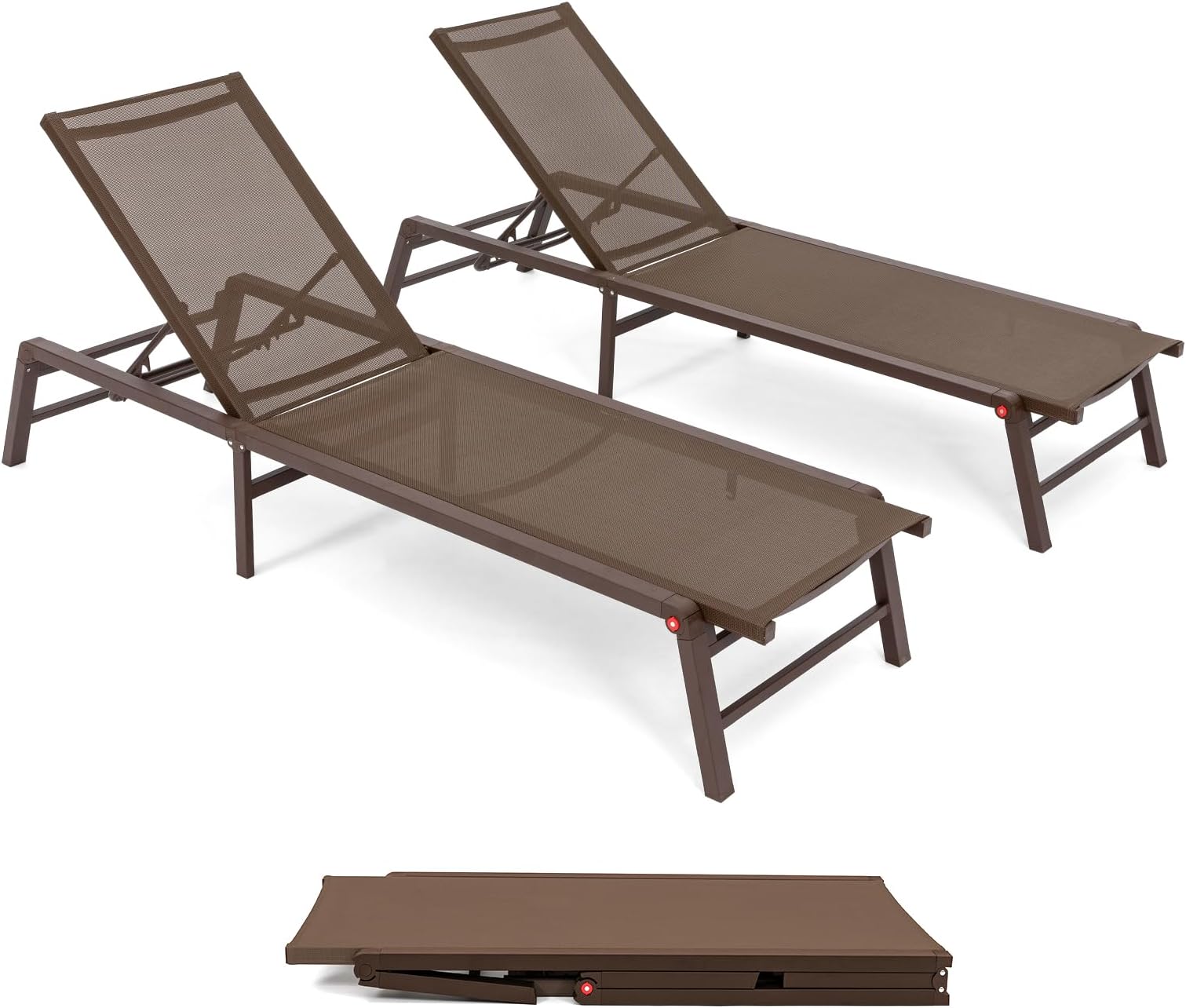 Amazon.com: U ULAND Outdoor Loungers Set of 2, Free-Assemble Poolside ...
