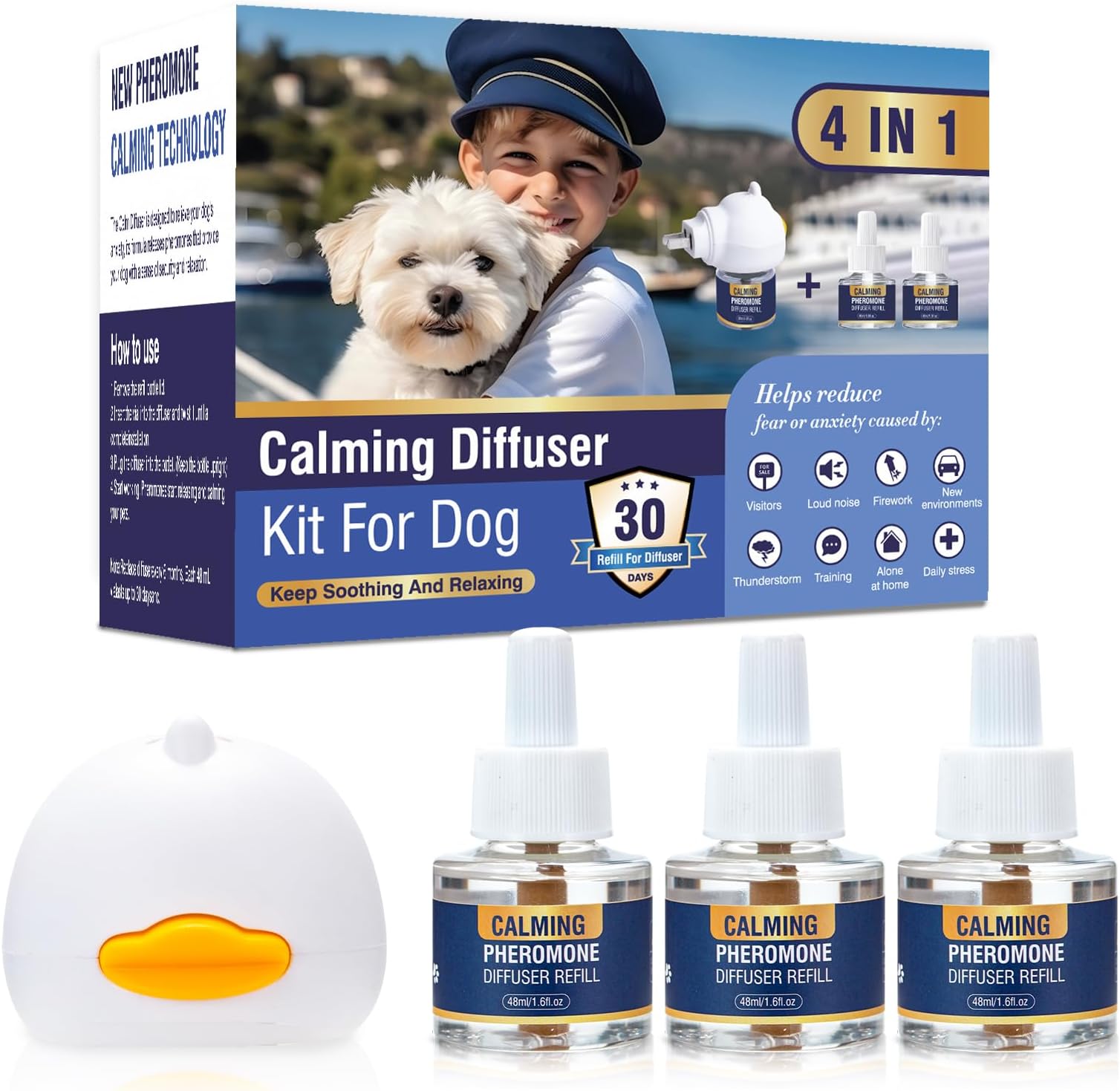 Amazon.com : Dog Pheromone Calming Diffuser 4 In 1 Appeasing Pet ...