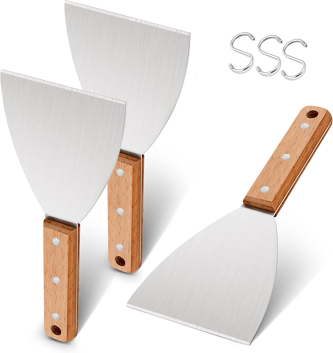 Amazon.com: Grill Griddle Scraper Set of 3, Leonyo Stainless Steel ...