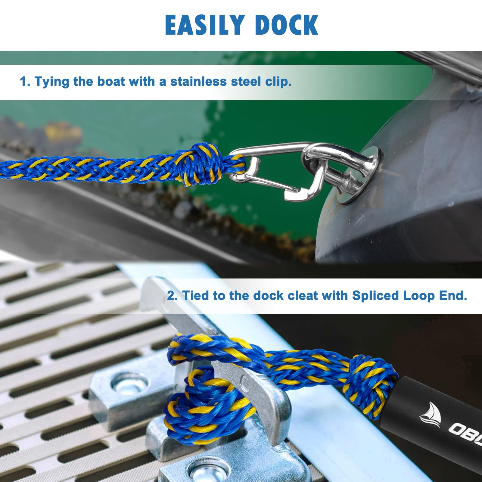 Snapklik.com : Obcursco PWC Dock Lines Boat Dock Lines 1/2 X (7ft ...