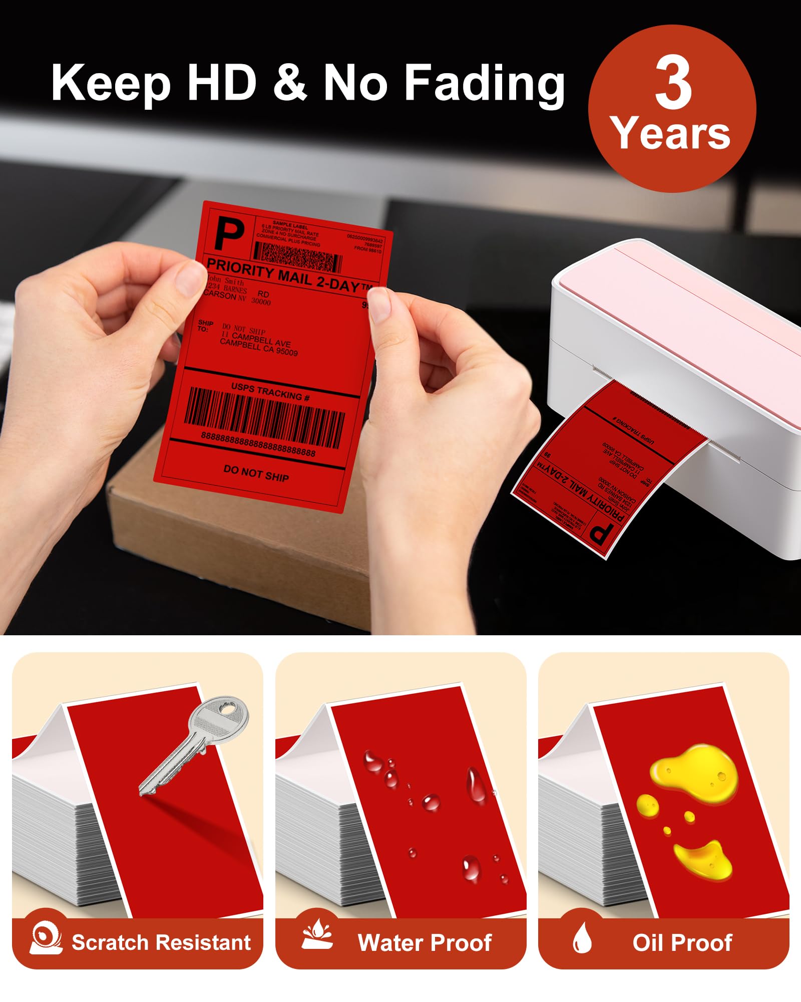 Snapklik.com : 4x6 Thermal Label Printer Paper - 500 PCS Red 4"x6" Fan ...