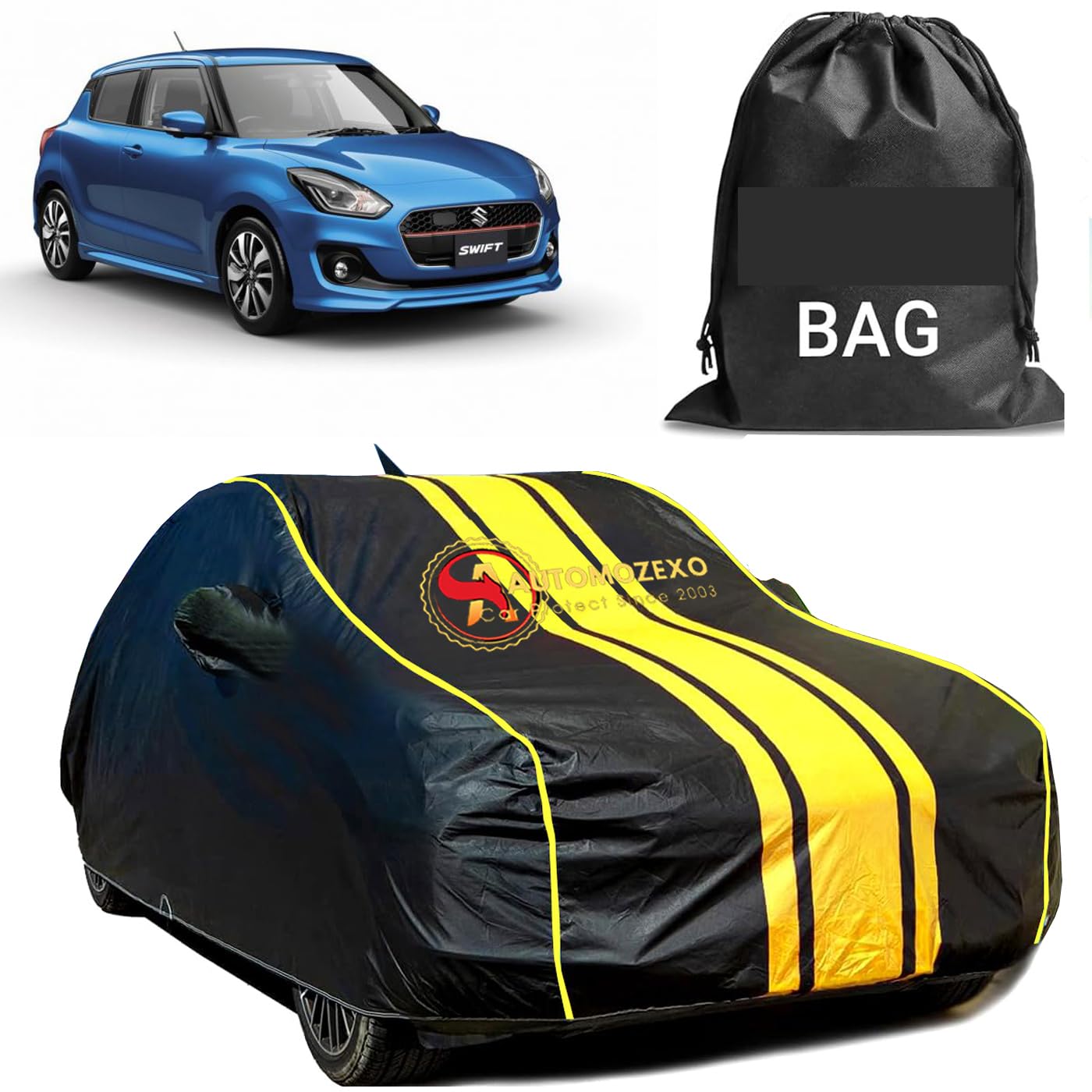 AUTOMOZEXO All Weather Protection Car Cover with Mirror Pocket, Anti ...