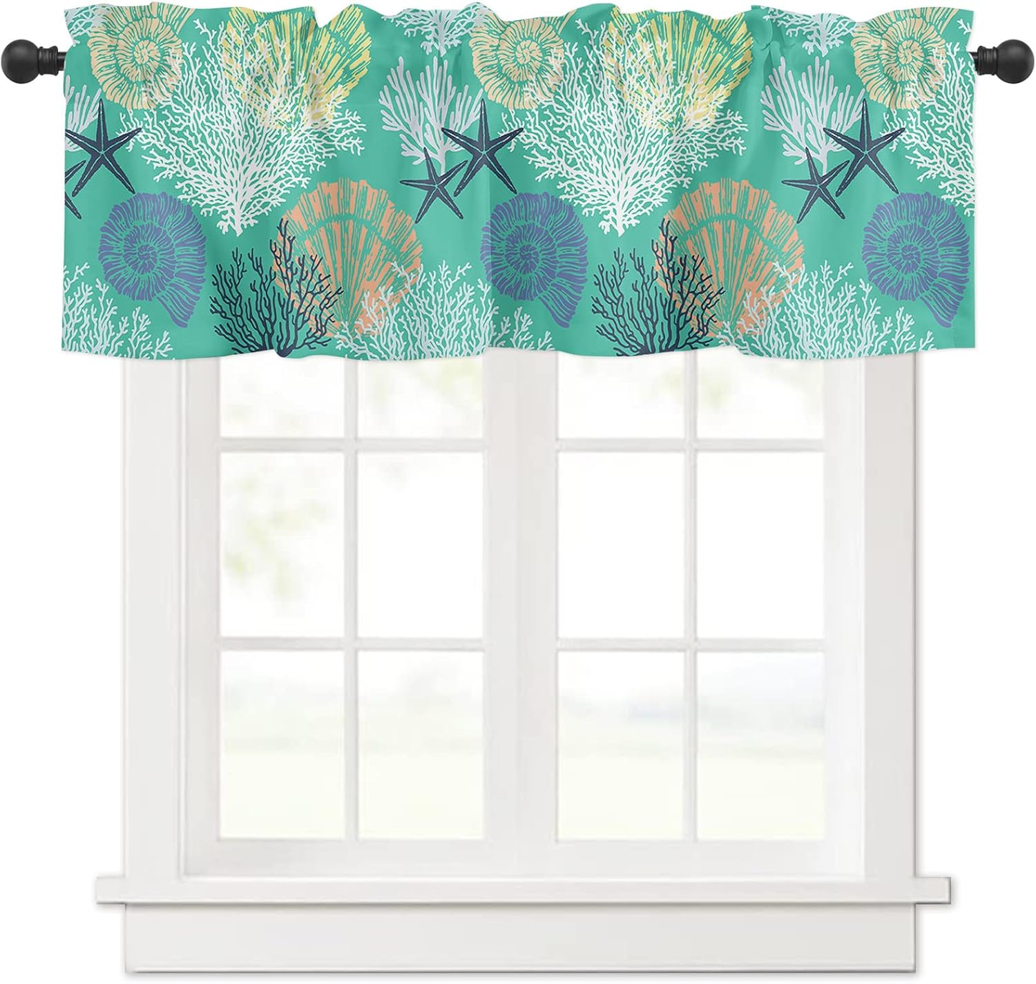 Amazon.com: Green Farmhouse Short Window Curtain Valances, Summer Beach ...