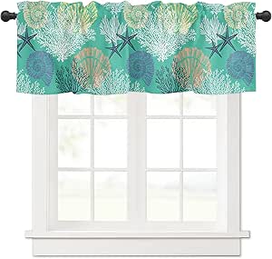 Amazon.com: Coral Valance for Windows Starfish Seashell Curtains ...