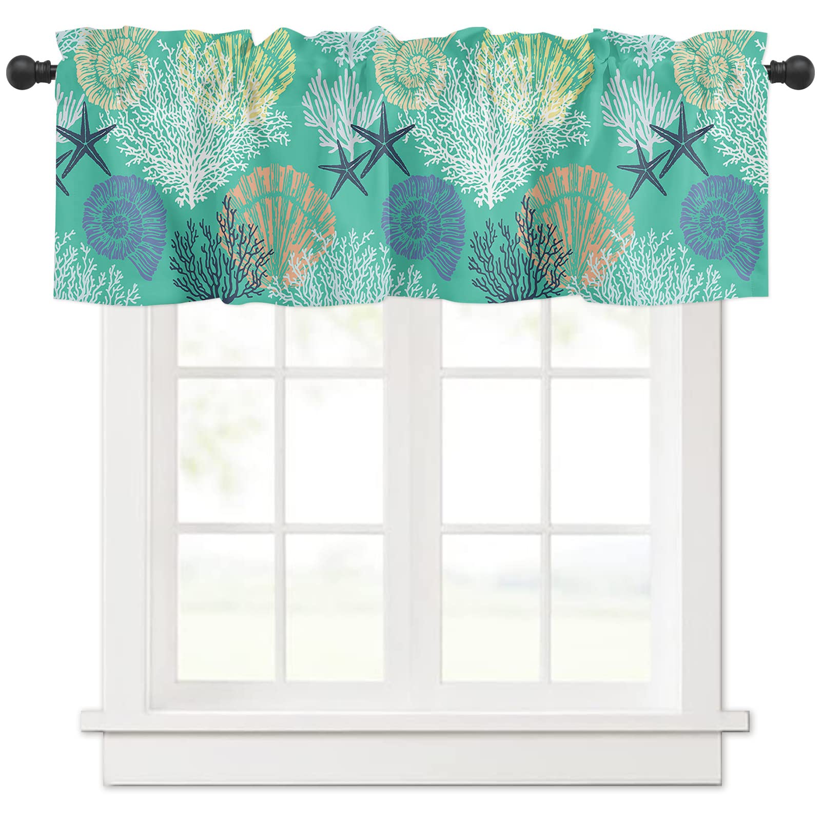 Amazon.com: Green Farmhouse Short Window Curtain Valances, Summer Beach ...