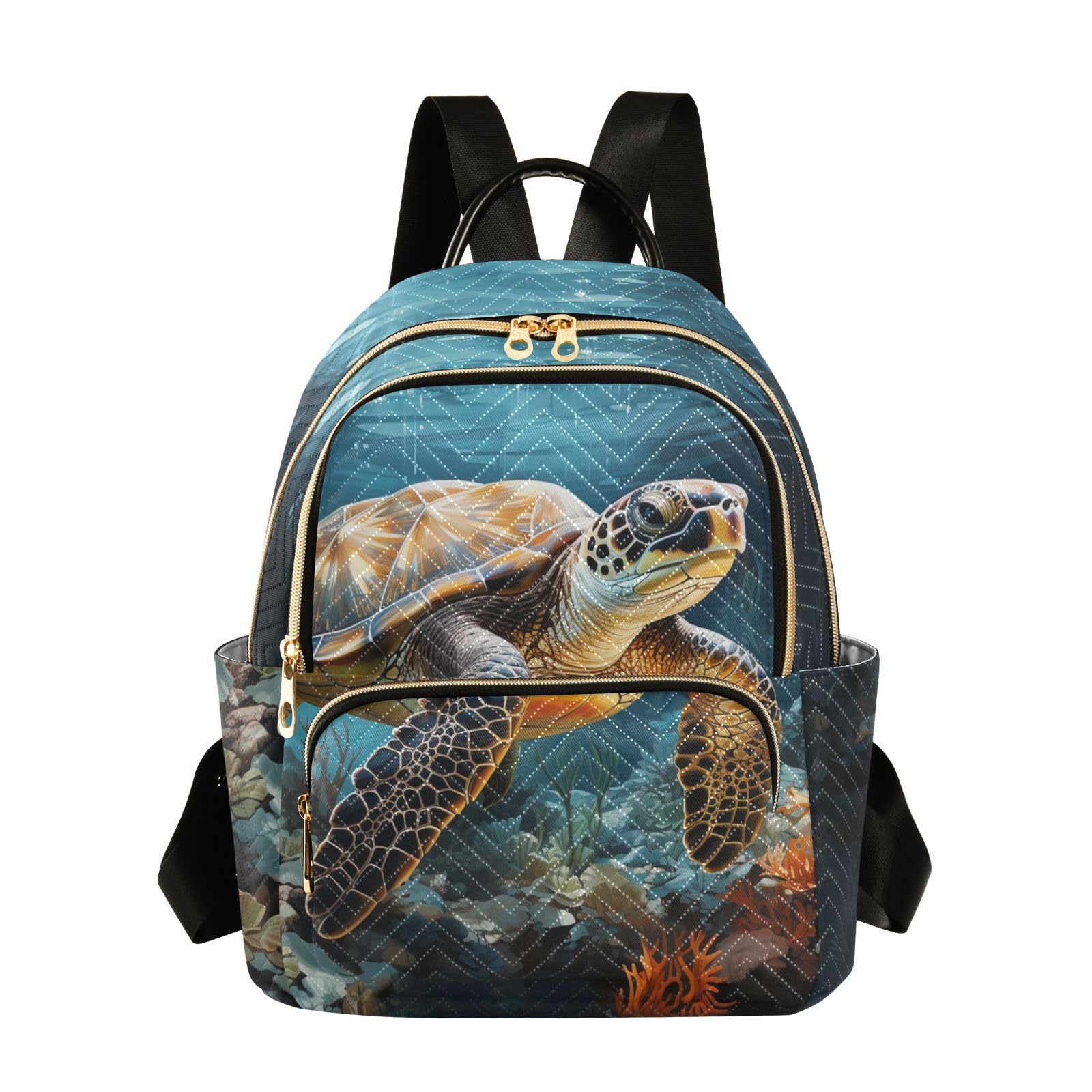 Amazon.com: PJGINUIUA Women's Quilted Small Backpack Sea Turtles Mini ...