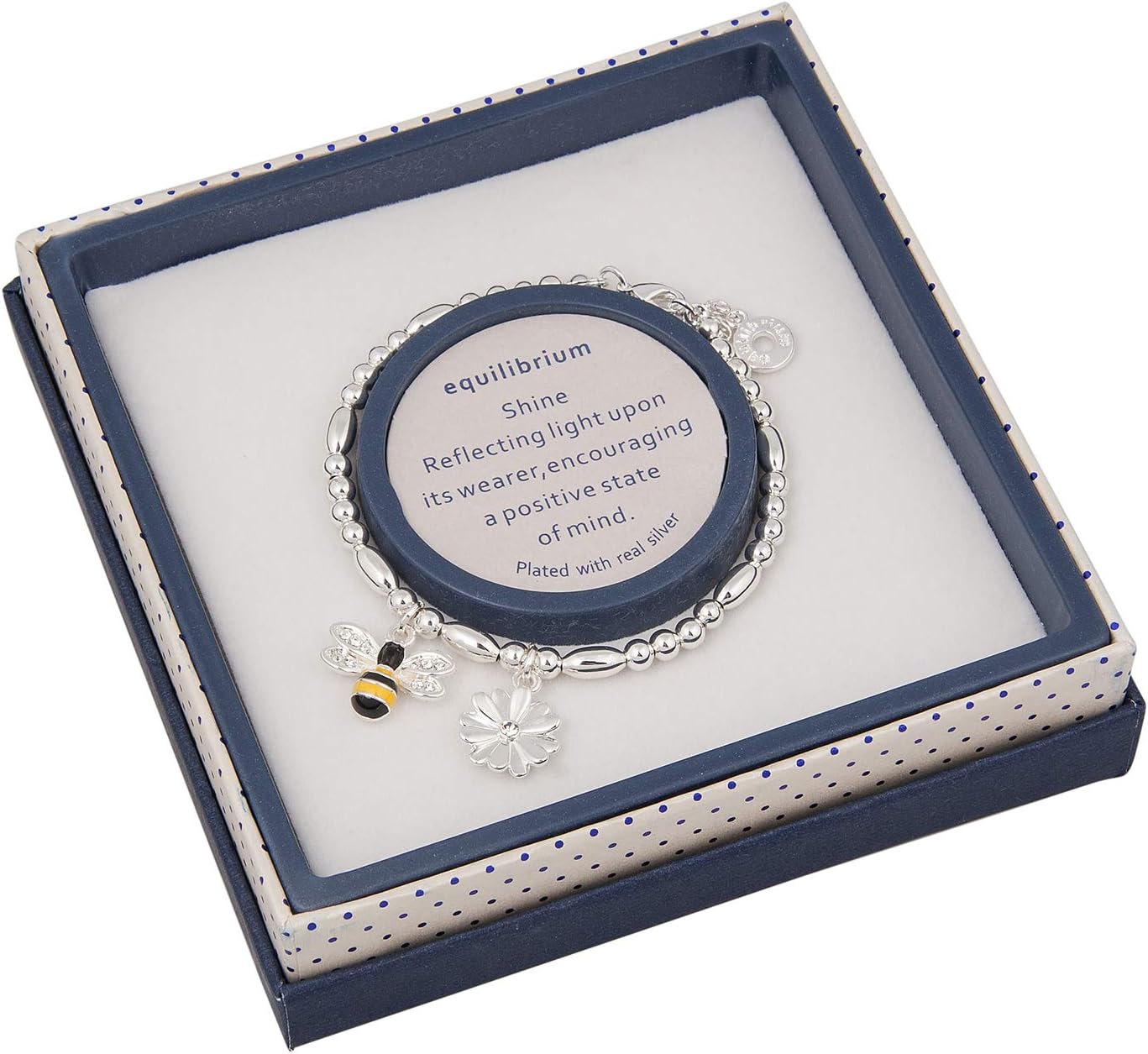 equilibrium Hand-painted Bee & Flower Silver Plated Charm Bracelet ...