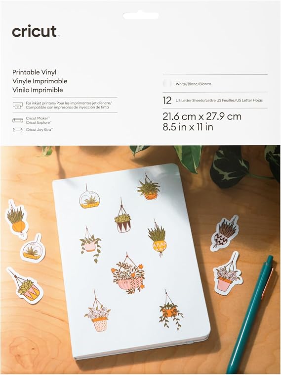 Amazon.com: Cricut Printable Vinyl - US Letter Size (12 Ct), Printable ...