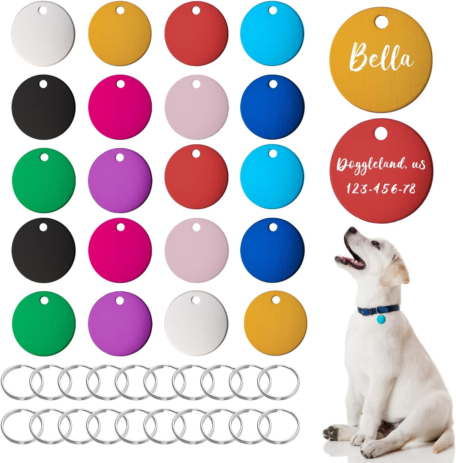 14 Pieces Bone Shaped Dog Tag Pet ID Tag Bone Shape Phone Number ID Tag ...