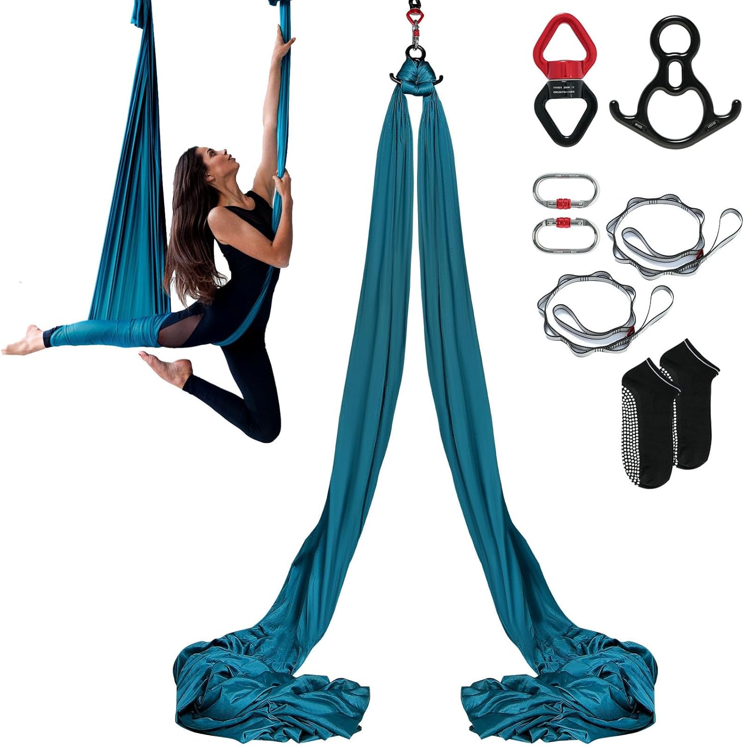 Amazon.com : VEVOR Aerial Silk & Yoga Swing, 8.7 Yards, Aerial Yoga Hammock Kit with 100gsm ...