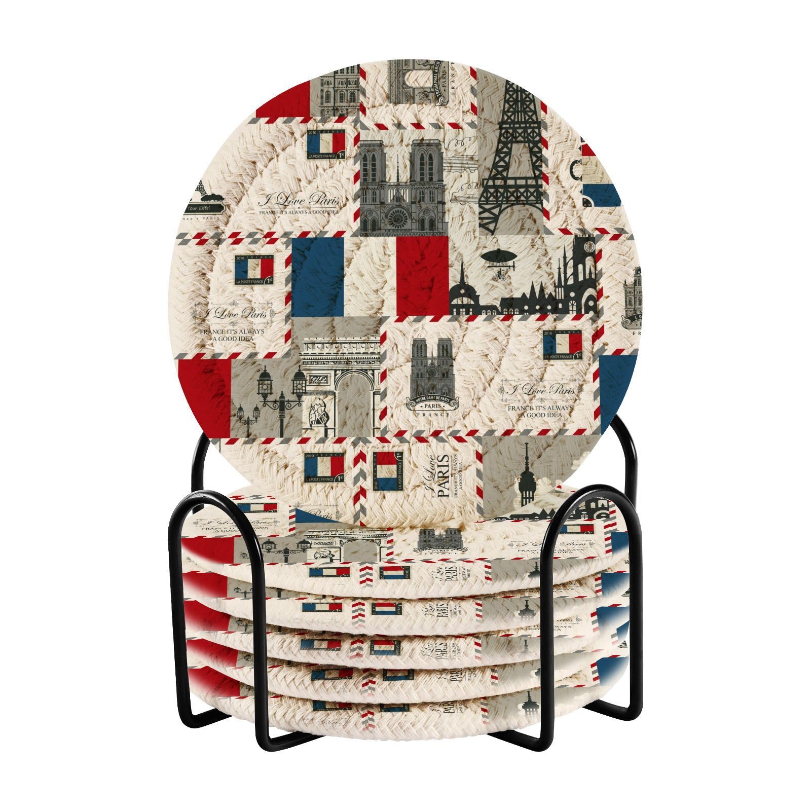 Paris Themed Coasters With Holders Manhole Cover Coasters: PARIS La