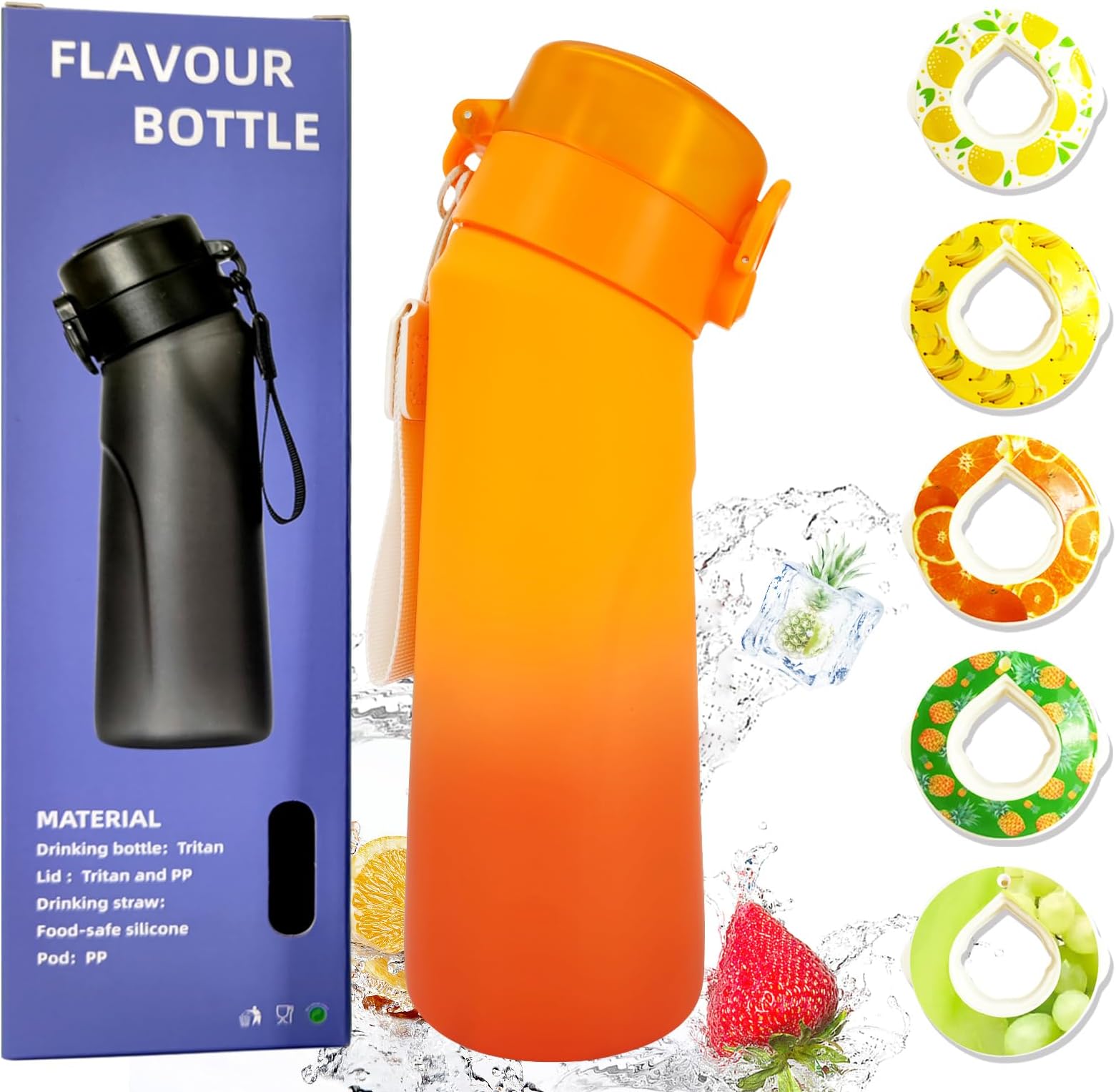 Amazon.com: 2.0 Air Water Bottle With 1 Flavour pods, 650ml Starter Up Set BPA Free Drinking ...