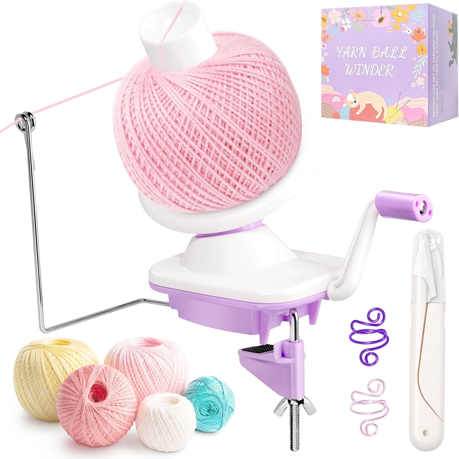 Amazon.com: Purple Yarn Ball Winder, Yarn Winder for Crocheting ...