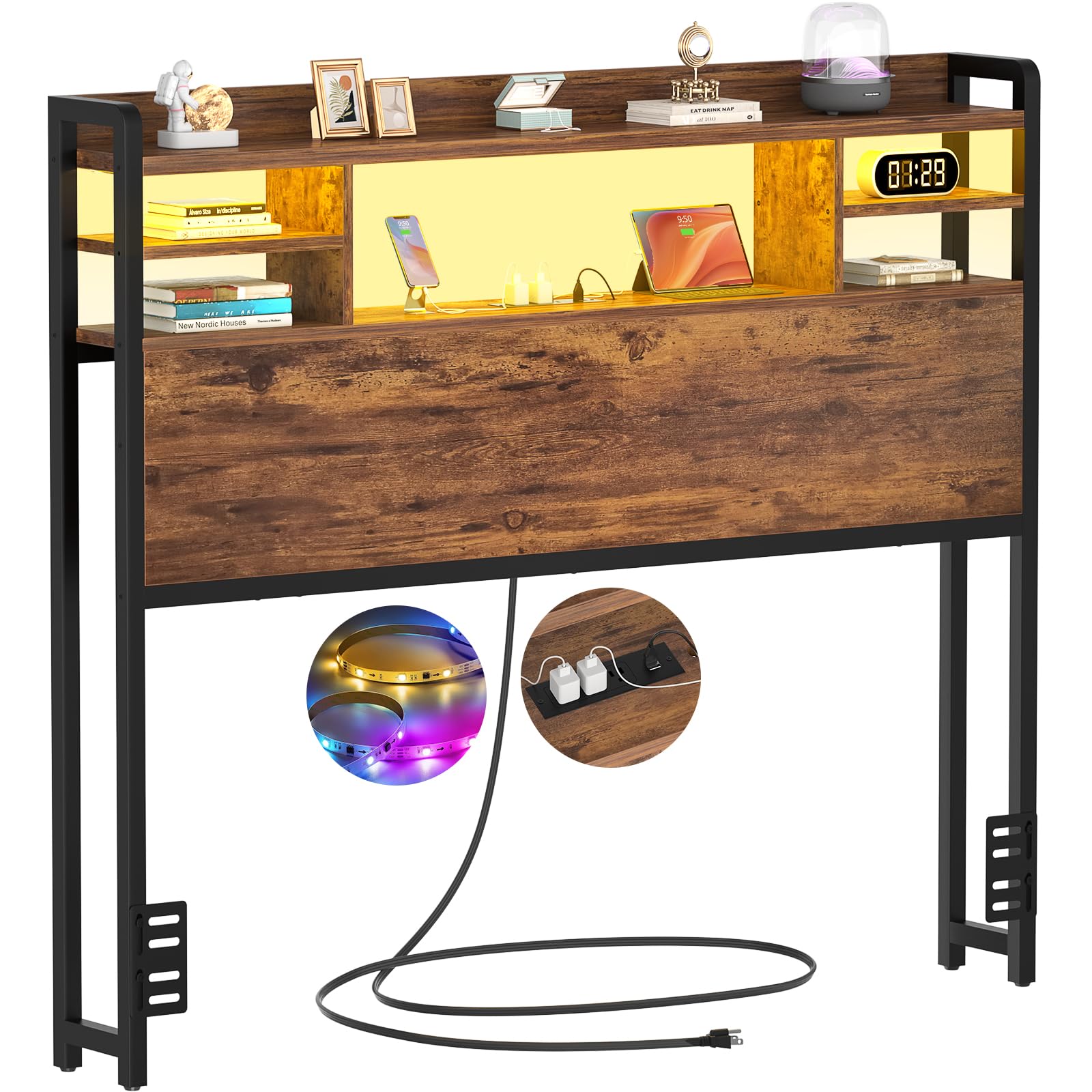 Amazon.com - Aheaplus Headboard for Twin Size Bed with Storage ...