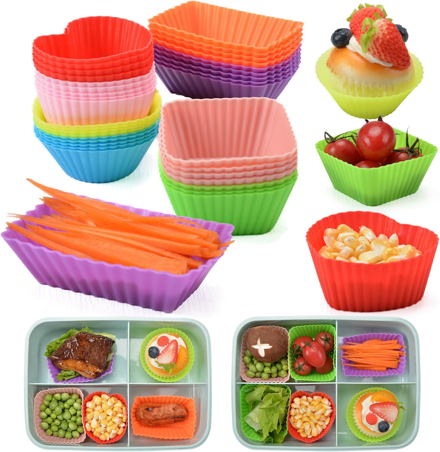 Amazon.com - DGYJJZ Silicone Lunch Box Dividers Bento Box Accessories ...