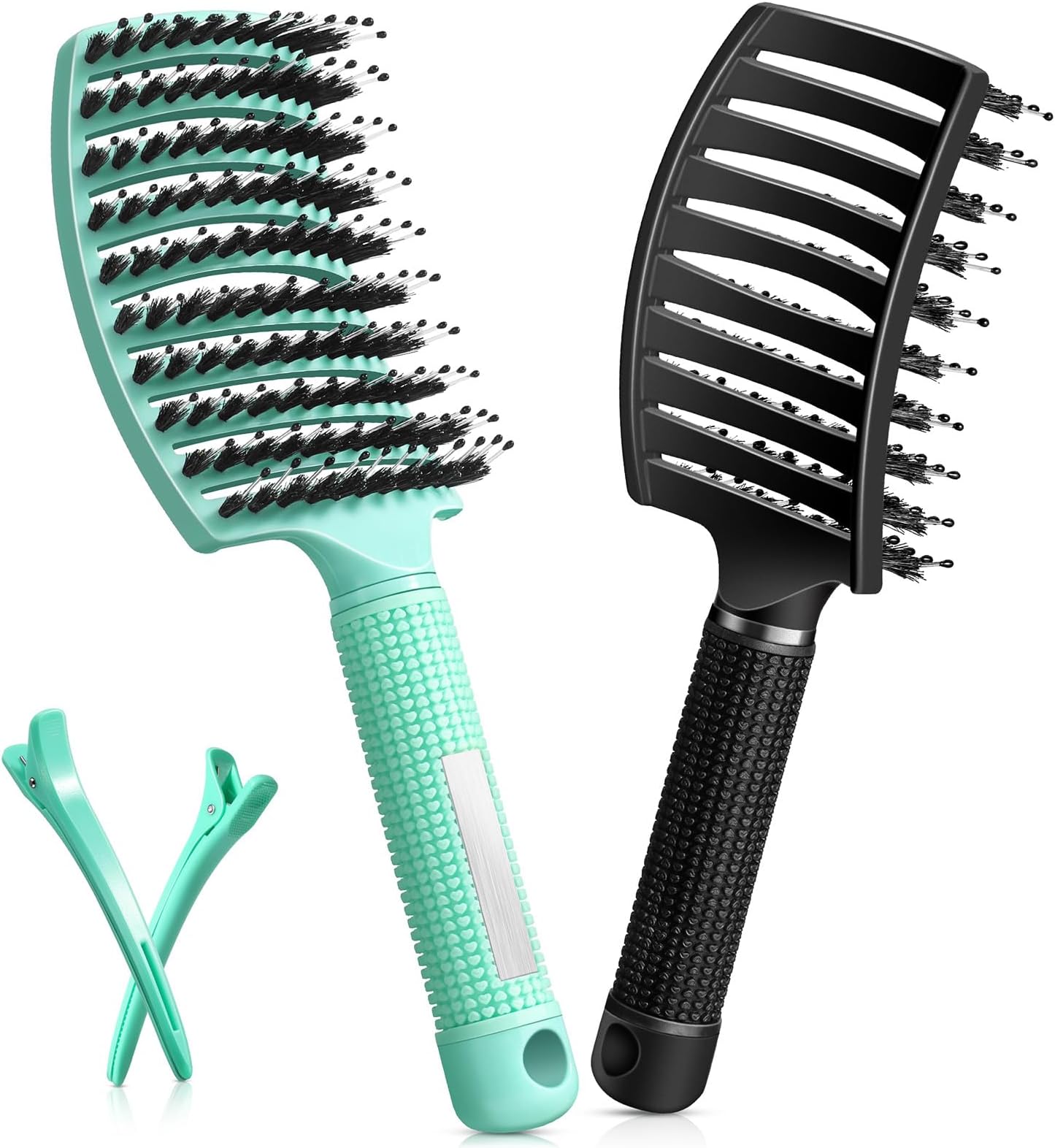 Amazon.com : Curved Detangler Brush for Women Kid Men, 2 Pack Boar ...