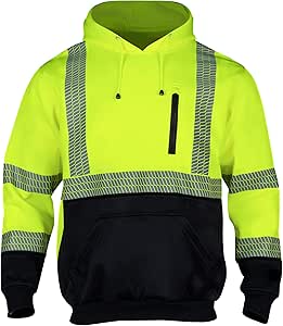 FONIRRA Hi Vis Hoodie for Men Reflective ANSI Class 3 Safety Sweatshirts High Visibility ...