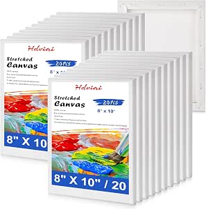 Amazon.com: Stretched Canvas for Painting - 8x10 Inch/20 Canvas Value ...