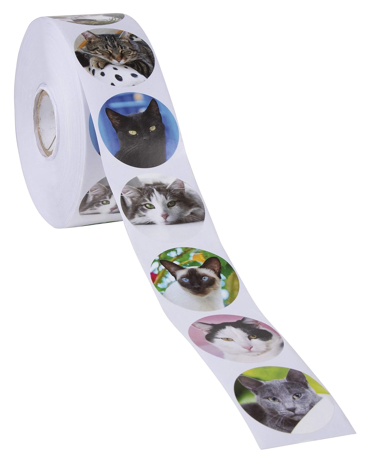 Cat Stickers – 1000-Count Kitten Roll Sticker, 8 Cute Designs, Round ...