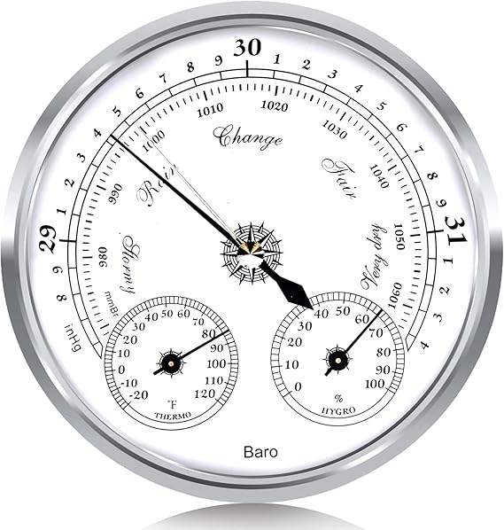 Amazon.com : Aowutus Outdoor Barometer Thermometer Hygrometer - 5in ...