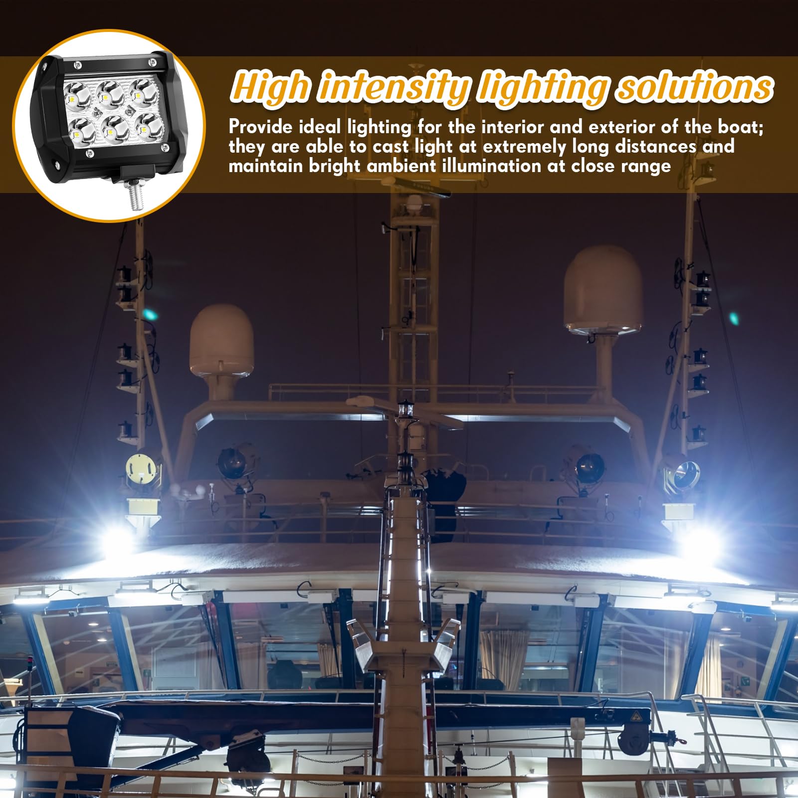 Snapklik.com : Tujoe 6 Pcs Pontoon Boat Docking Light 4 Inch 18W Spot LED Pods Fog Lights Boat ...