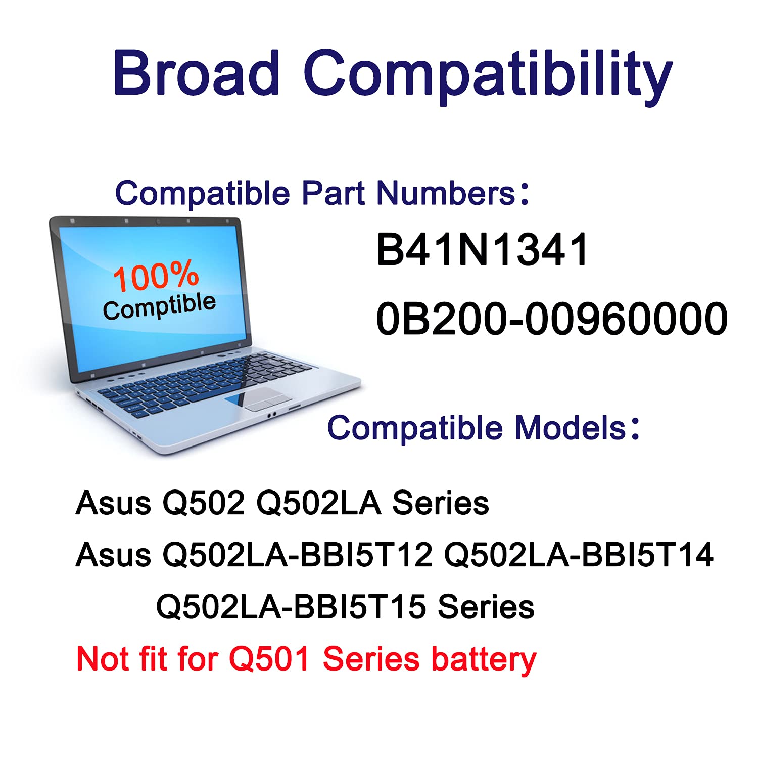 SUNNEAR B41N1341 Laptop Battery Replacement for Asus Q502 Q502LA Q502LA-BBI5T12 Q502LA-BBI5T14 ...