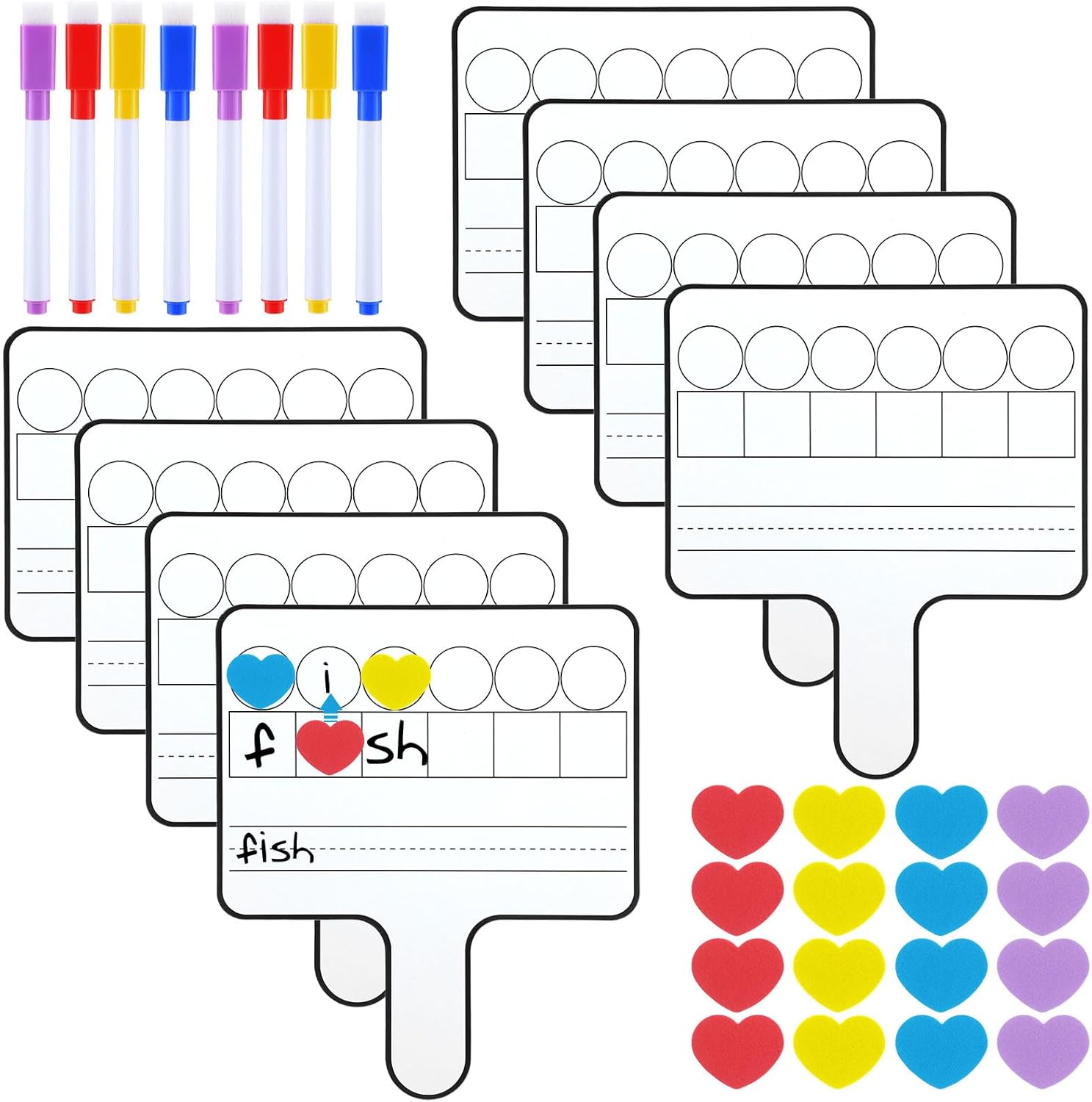 Amazon.com: Jetec 8 Pcs Magnetic Paddle Set Phonemic Awareness Dry ...