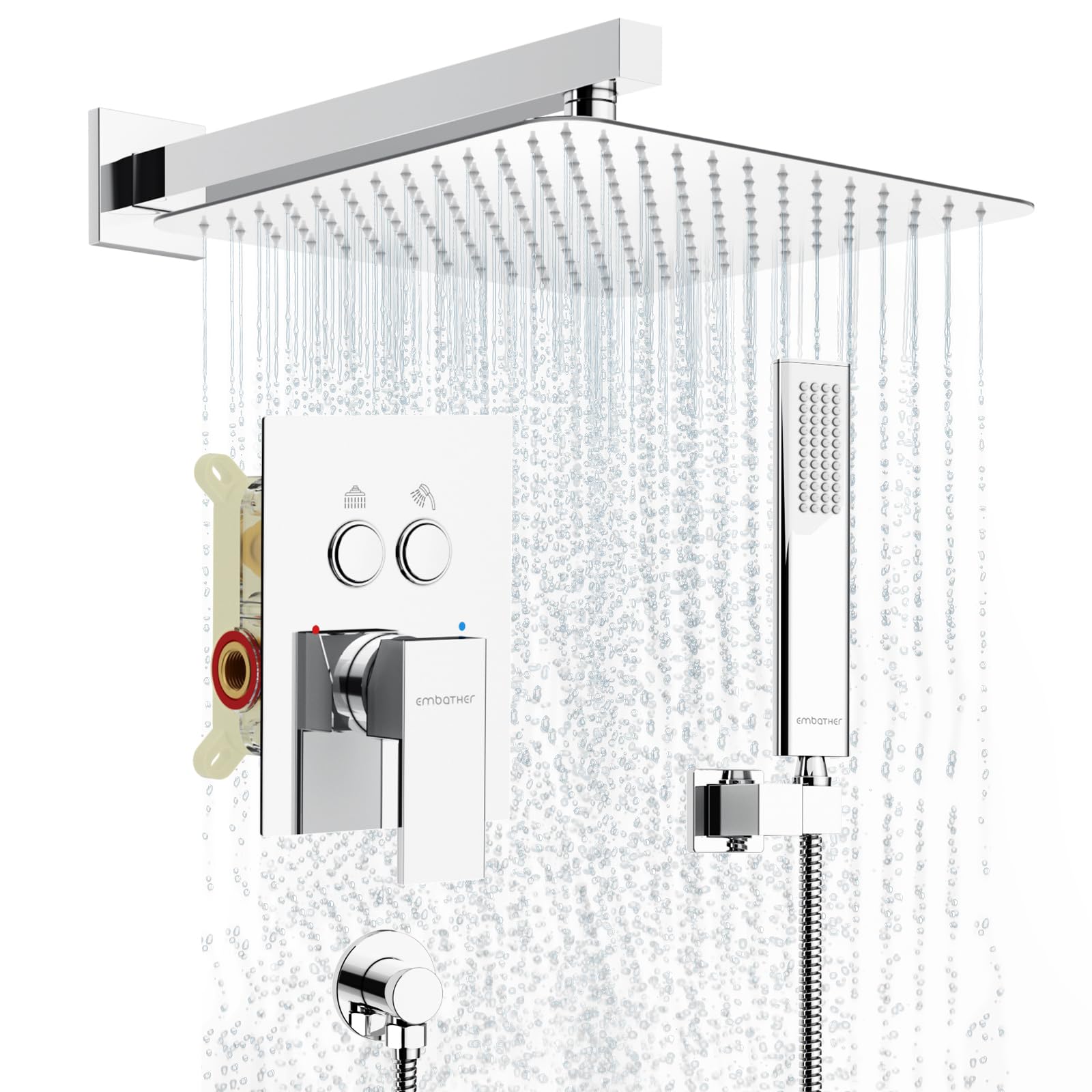 Shower System Shower Faucet Set with Push-Button Diverter and Wall ...