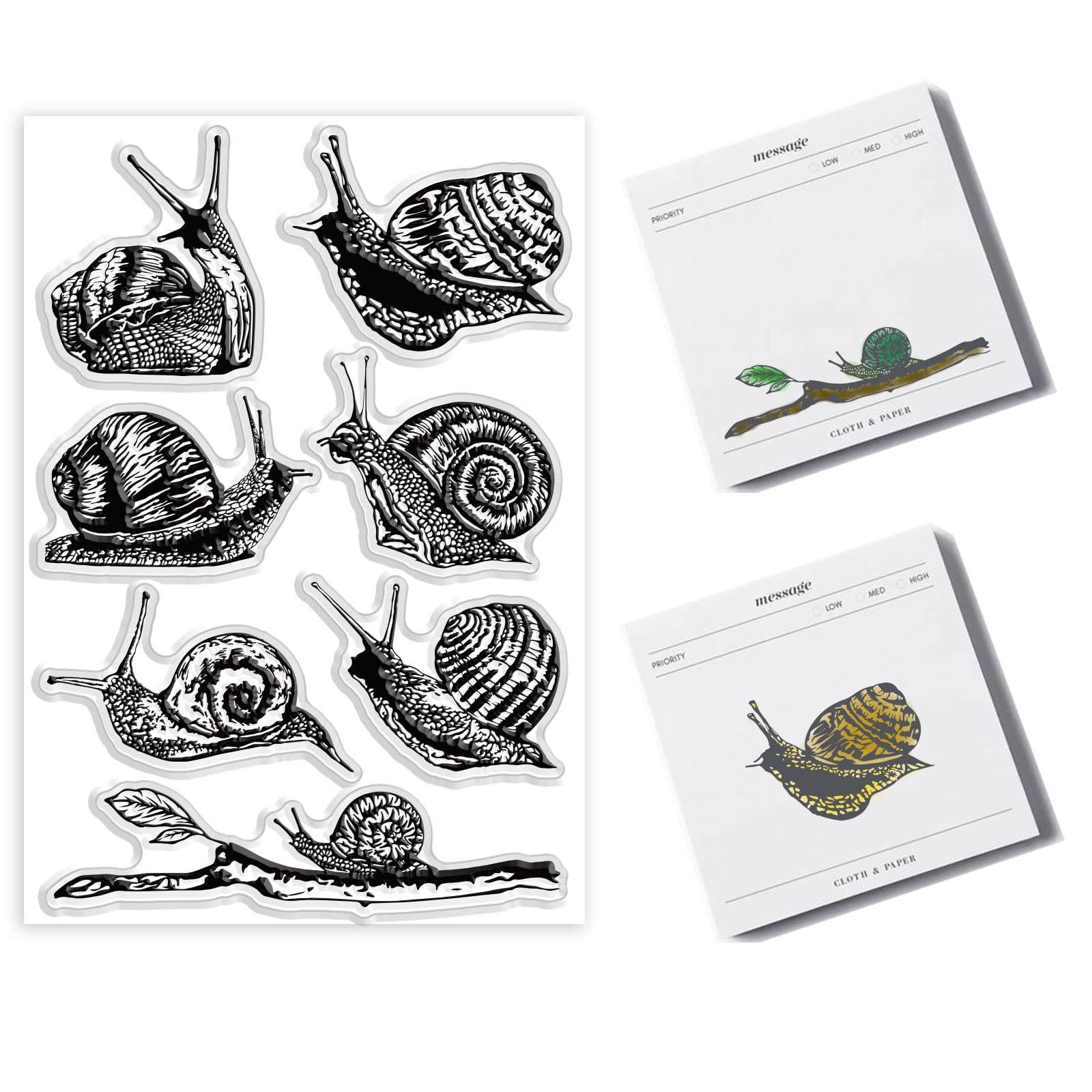 Amazon.com: GLOBLELAND Snail Clear Stamps Retro Snail Silicone Stamps ...