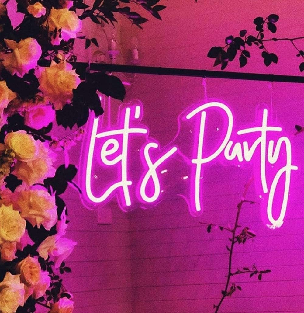 Lets Party Neon Sign for Wall, Bedroom, Home,Decor,Pink Neon Sign for ...