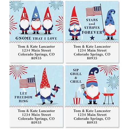 Amazon.com : Colorful Gnomes Personalized Address Labels - Set of 144 ...