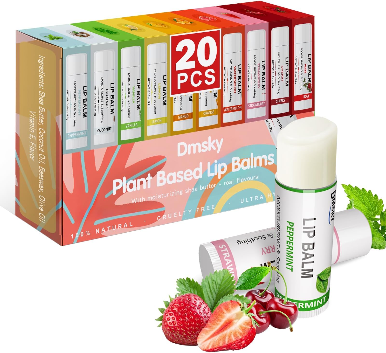 Amazon.com : Dmsky Lip Balm Bulk,Fruit Lip Balm, Hydrating Lip Balm for ...