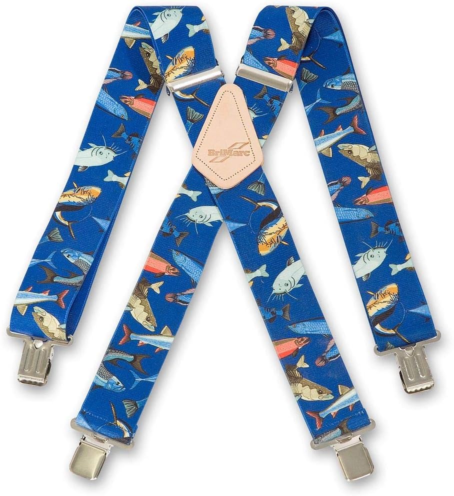 MENS BRACES BLUE FISHING FISH DESIGN BRIMARC HEAVY DUTY 2" 50mm WIDE ...
