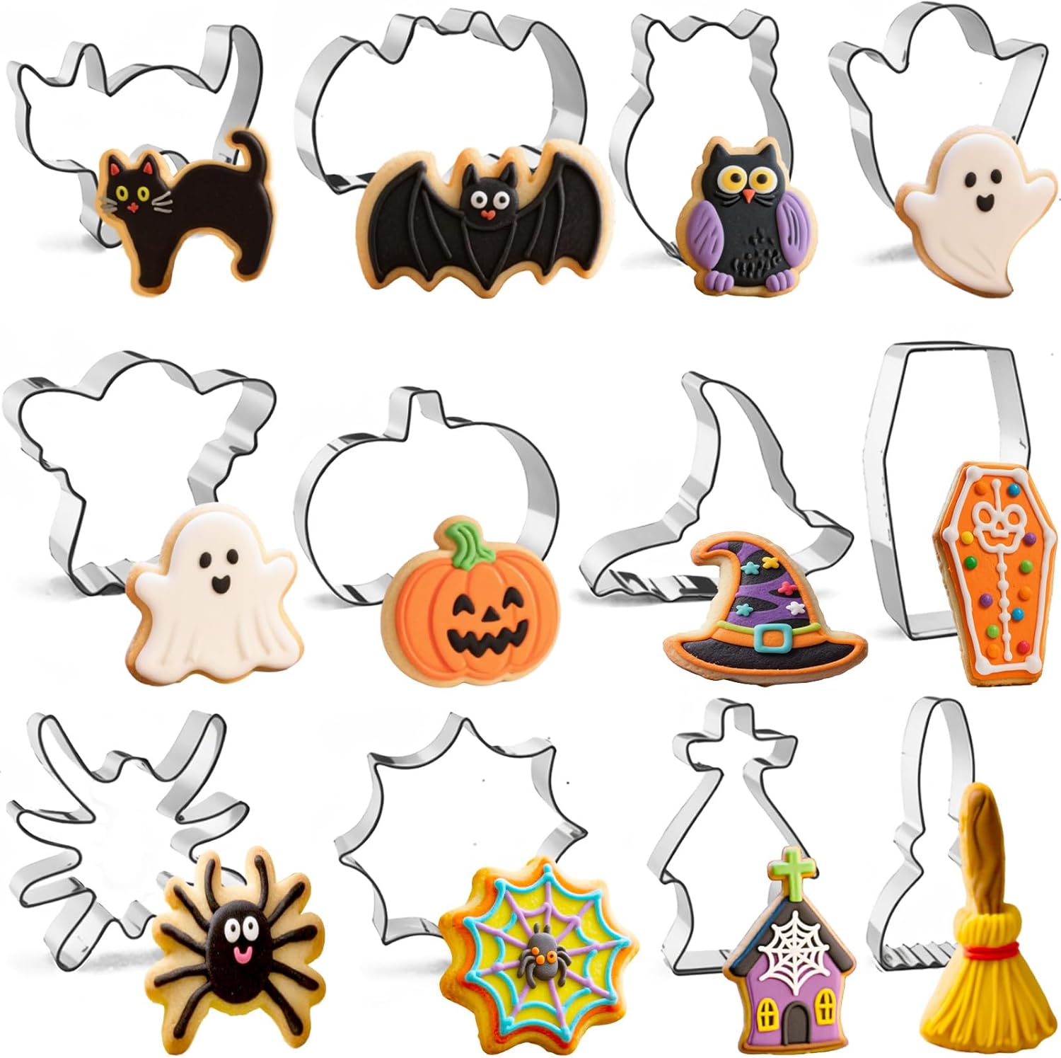 Amazon.com: 12 Pieces Halloween Cookie Cutters Set, Stainless Steel ...