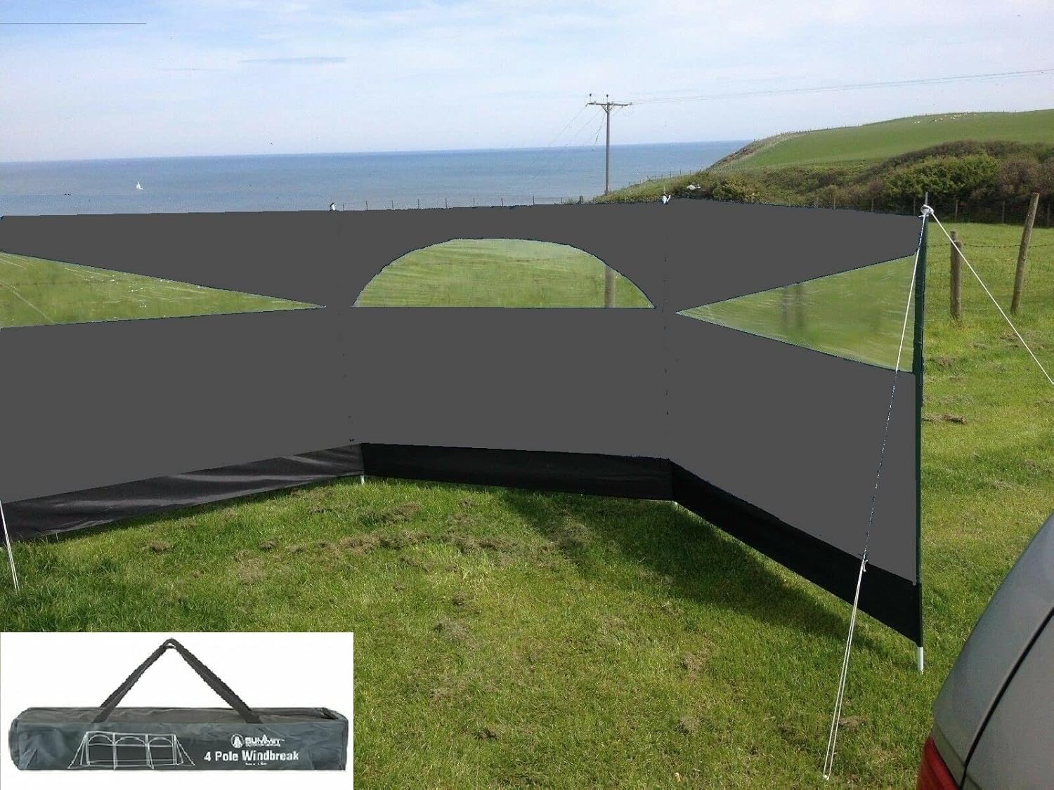 HSS Wind Screen Grey Windbreaker Blocker 150 x 500cm Camping Beach Wind ...