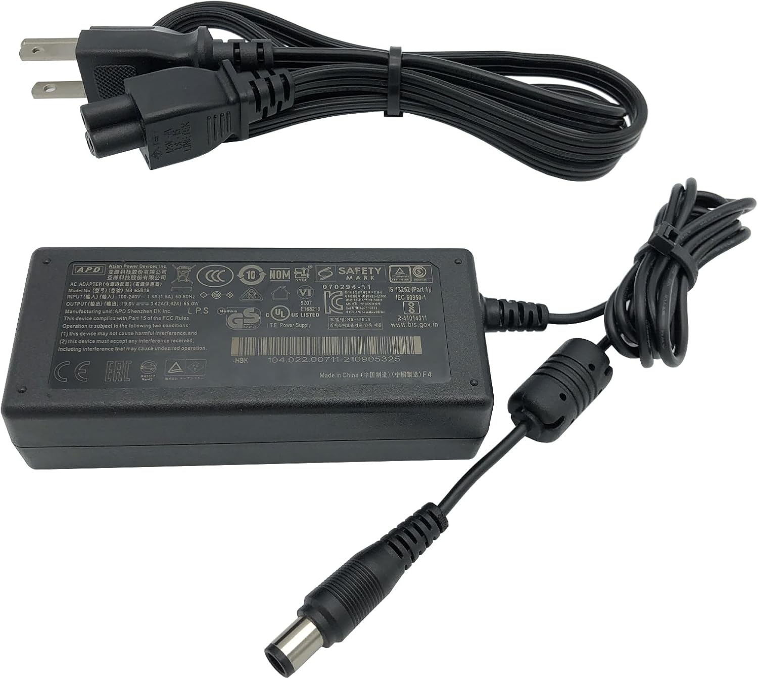 Amazon.com: Genuine APD 65W AC Adapter NB-65B19 Power Supply 19V 3.42A ...