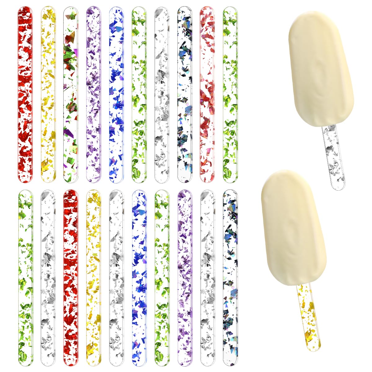 Amazon.com: 20 Pieces Reusable Acrylic Popsicle Sticks 4.5 Inch ...