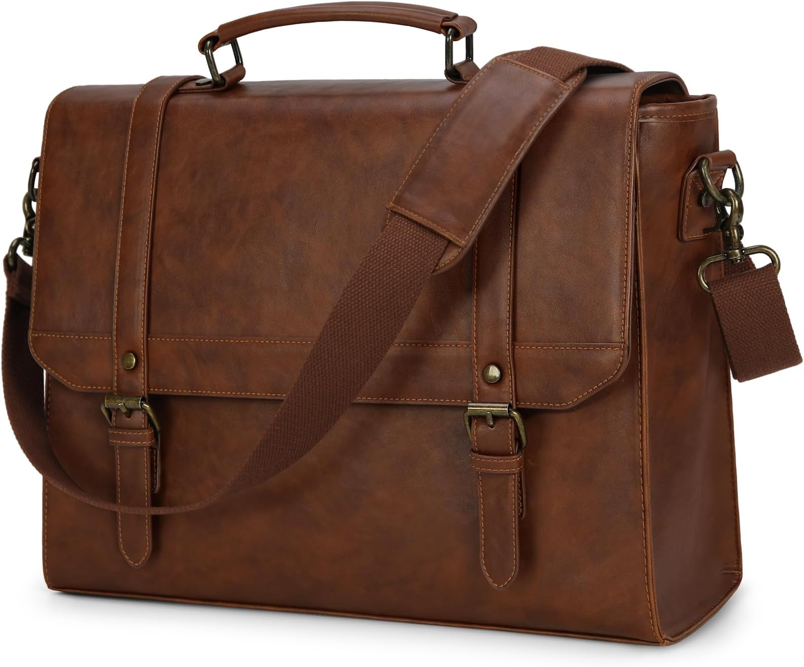 Messenger Bag for Men 15.6 Inch Vintage Leather Laptop Bag Waterproof ...