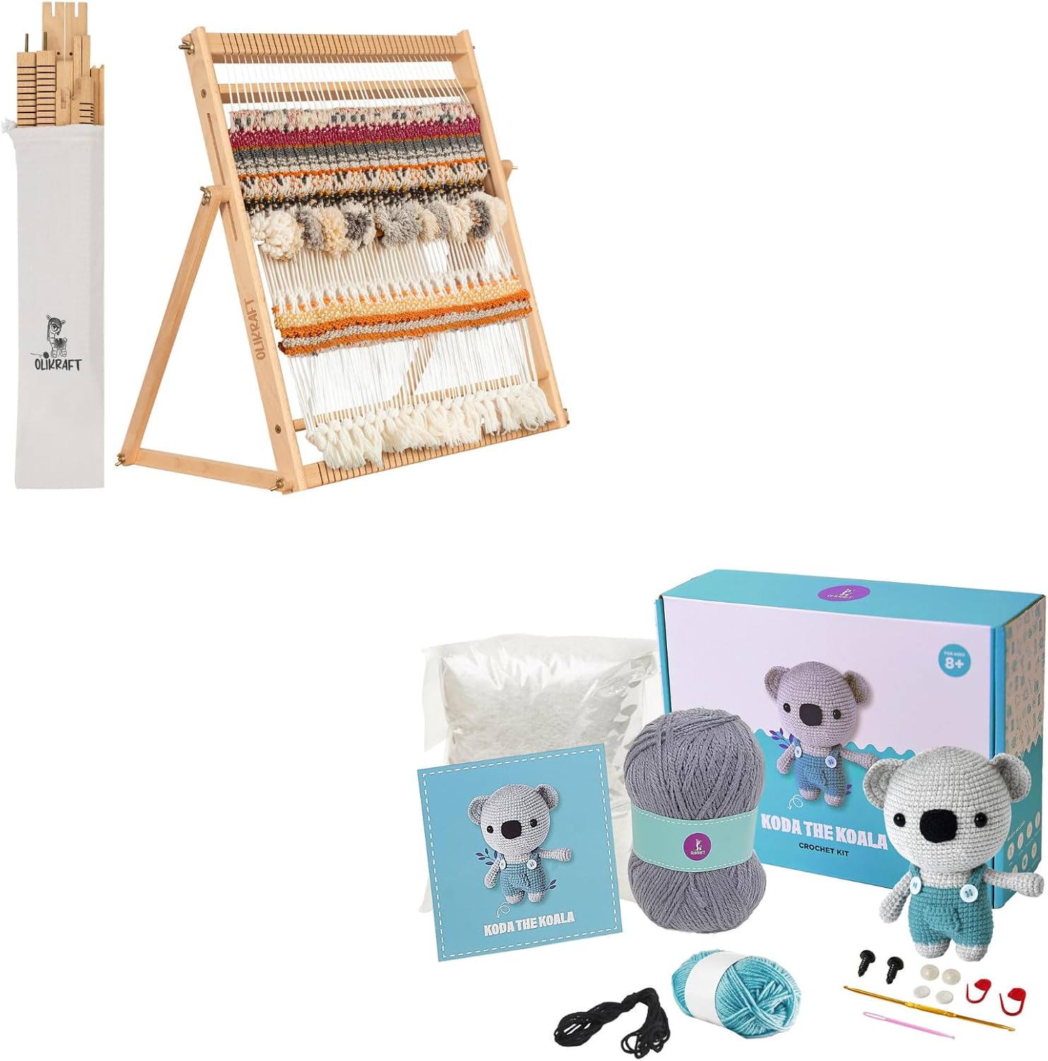 Amazon.com: Olikraft Wooden Weaving Loom with Adjustable Stand and ...