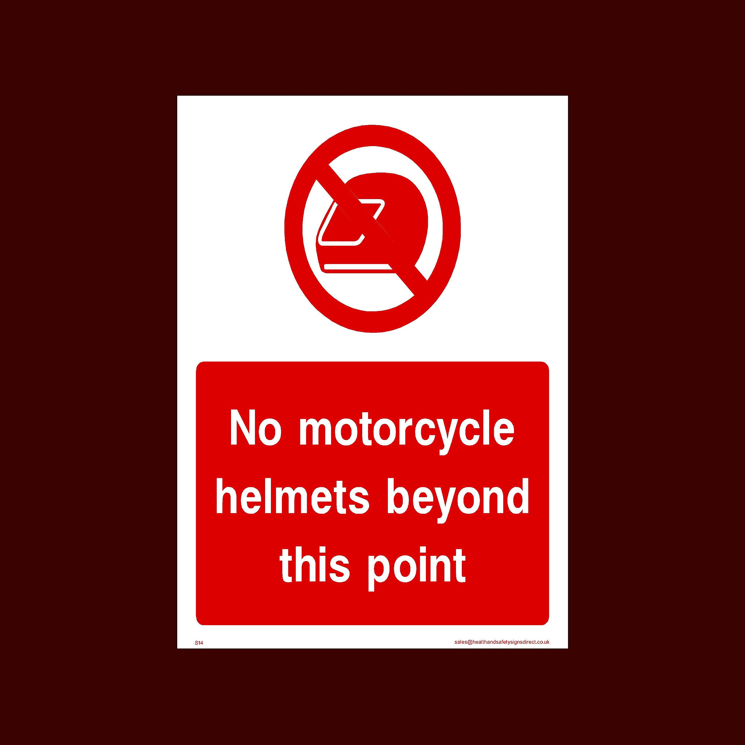 No motorcycle helmets beyond this point Sticker/Self Adhesive Sign (S14 ...