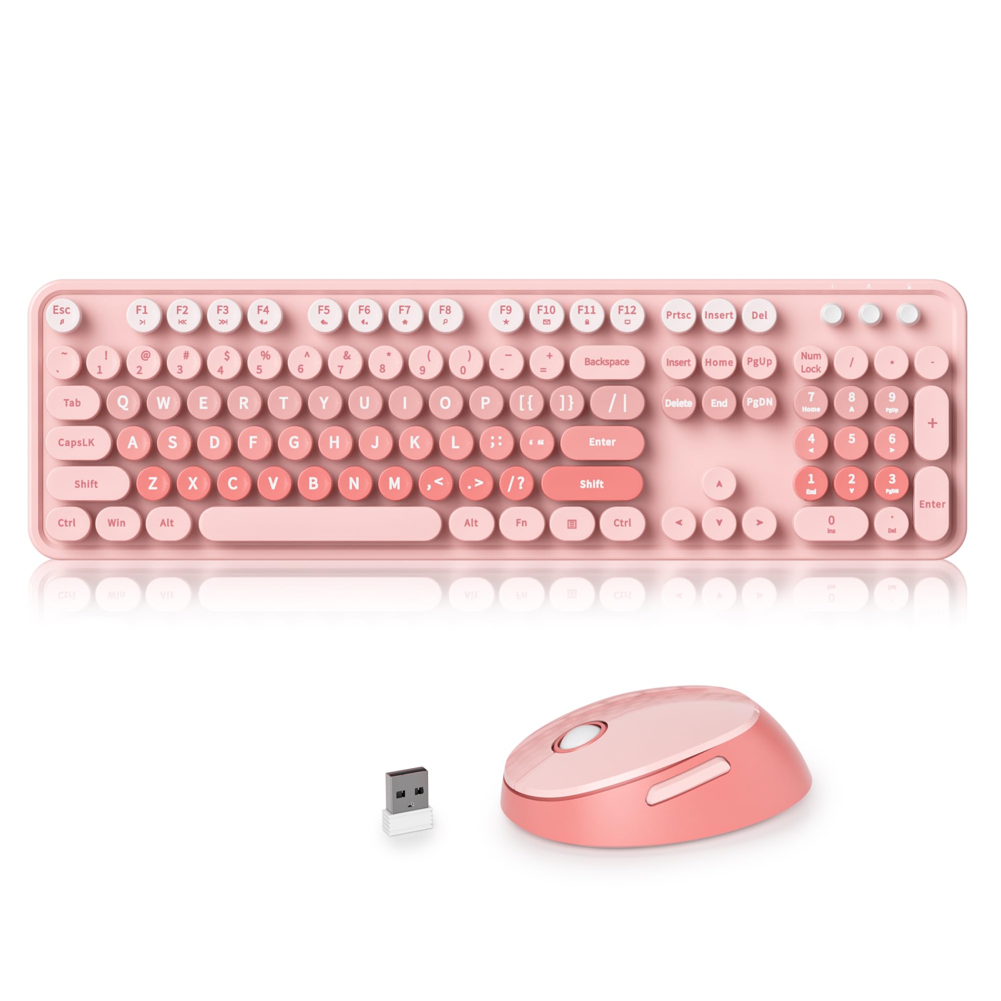 Amazon.com: Ussixchare Pink Gradient Keyboard and Mouse, Cute Wireless ...