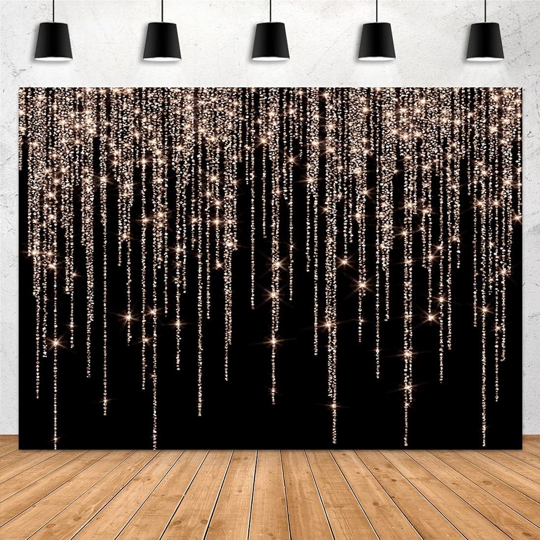 Amazon.com : Aperturee Glitter Rose Gold and Black Backdrop 7x5ft Sweet ...