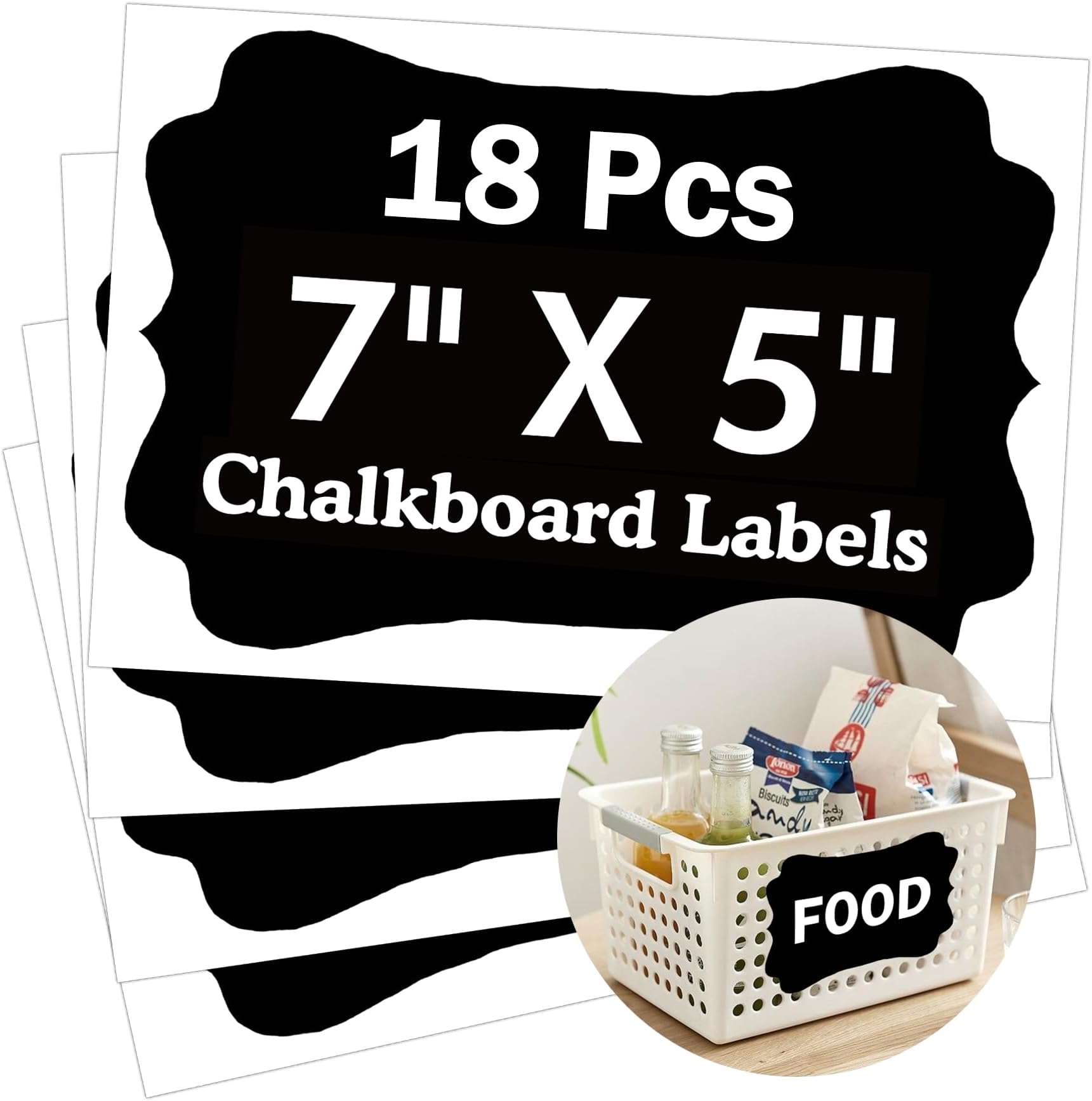 5 x 7 Inch Large Chalkboard Labels Stickers Storage Bins Vinyl Reusable ...