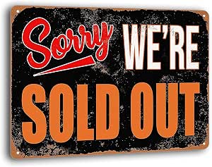 Amazon.com: BAYABU Sorry, We're Sold Out Sign Metal Vintage Tin Signs ...