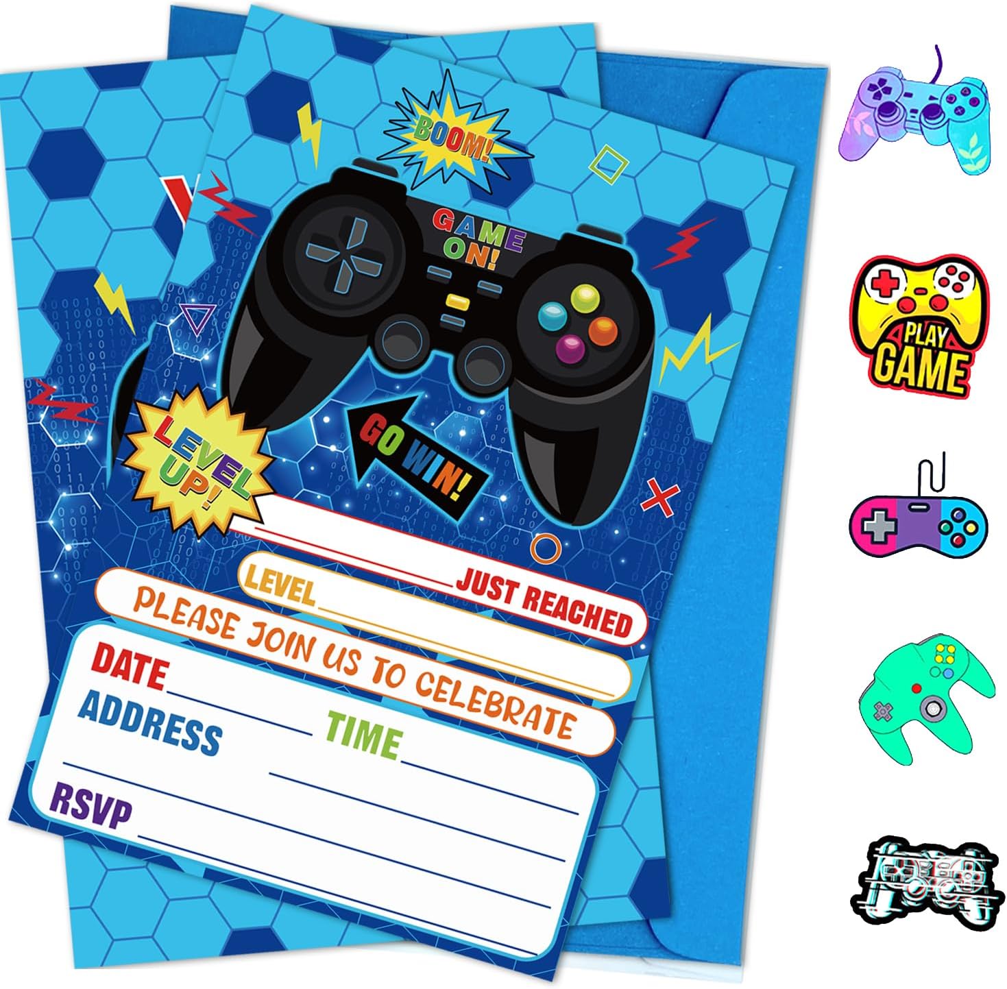 Amazon.com: PTECDROTS 40Pcs Video Game Invitations Sets with Envelopes ...