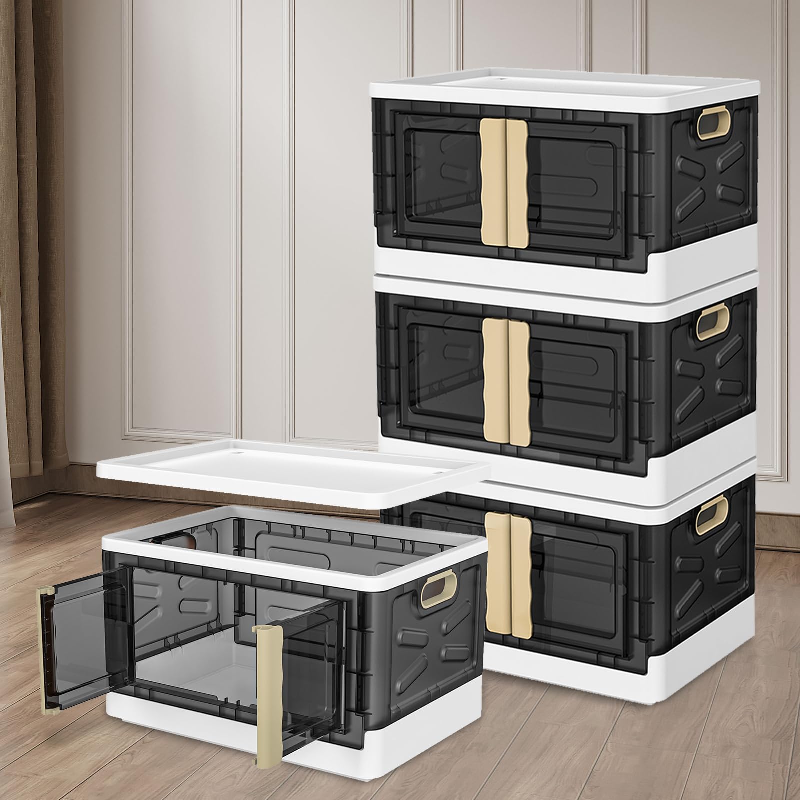 ((similar))4 Pack 19 Gal Collapsible Storage Bins with Lids, Large ...