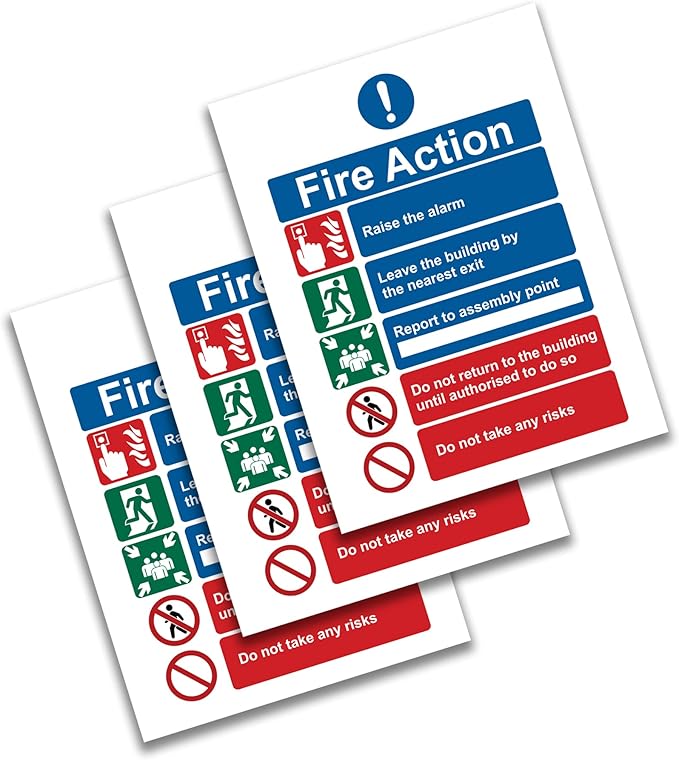 Stcky Fire Action Notice Vinyl Sign - 15 x 20 cm Ideal Sized Fire ...